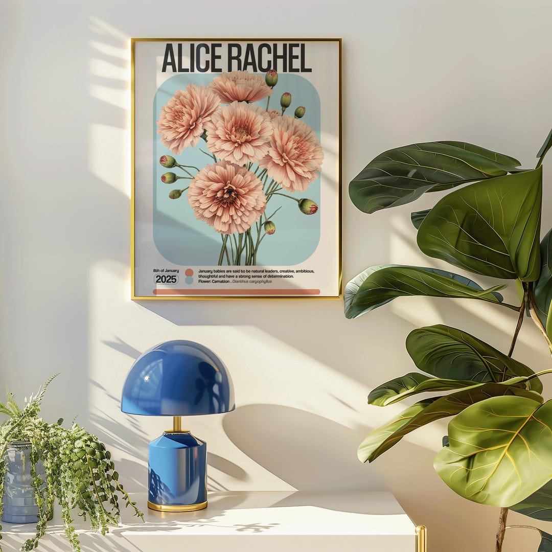 Custom Birth Flower Poster, Newborn Baby , Personalised Birth Details ...