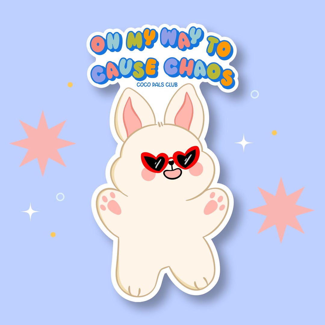 Mischievous Bunny Vinyl Sticker | Waterproof, Weatherproof Sticker ...