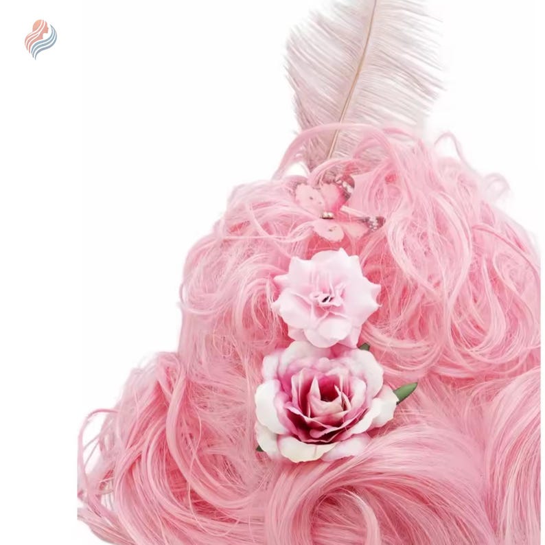 Pink Fluffy High-top Queen Cosplay Wig 26 Inch, Curly Synthetic Wig ...