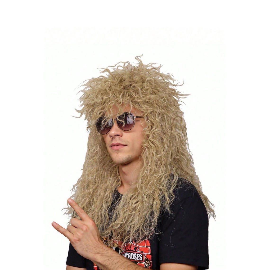 80s Rocker Mullet Wig – Long Curly Gradient Costume Wig - Etsy