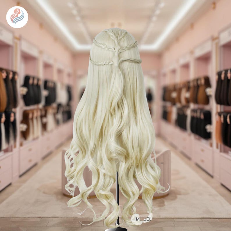 30 Inch Long Wavy Synthetic Dragon Mother Wig, Gold Body Wave Extra ...