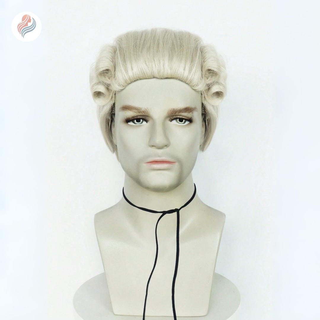 18th Century Colonial Judge Costume Wig for Men, Long Beige Curly ...