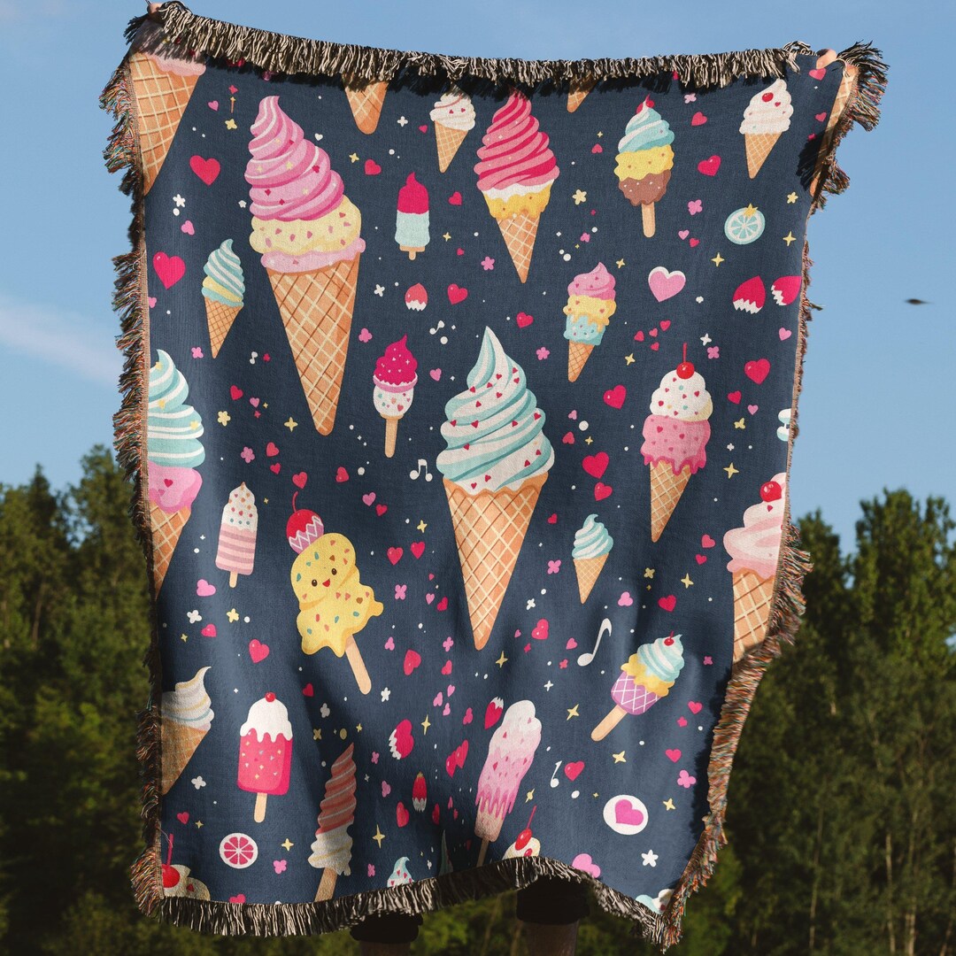 Ice Cream Cone Blanket, Cozy Throw Blanket for Kids, Fun Ice Cream ...