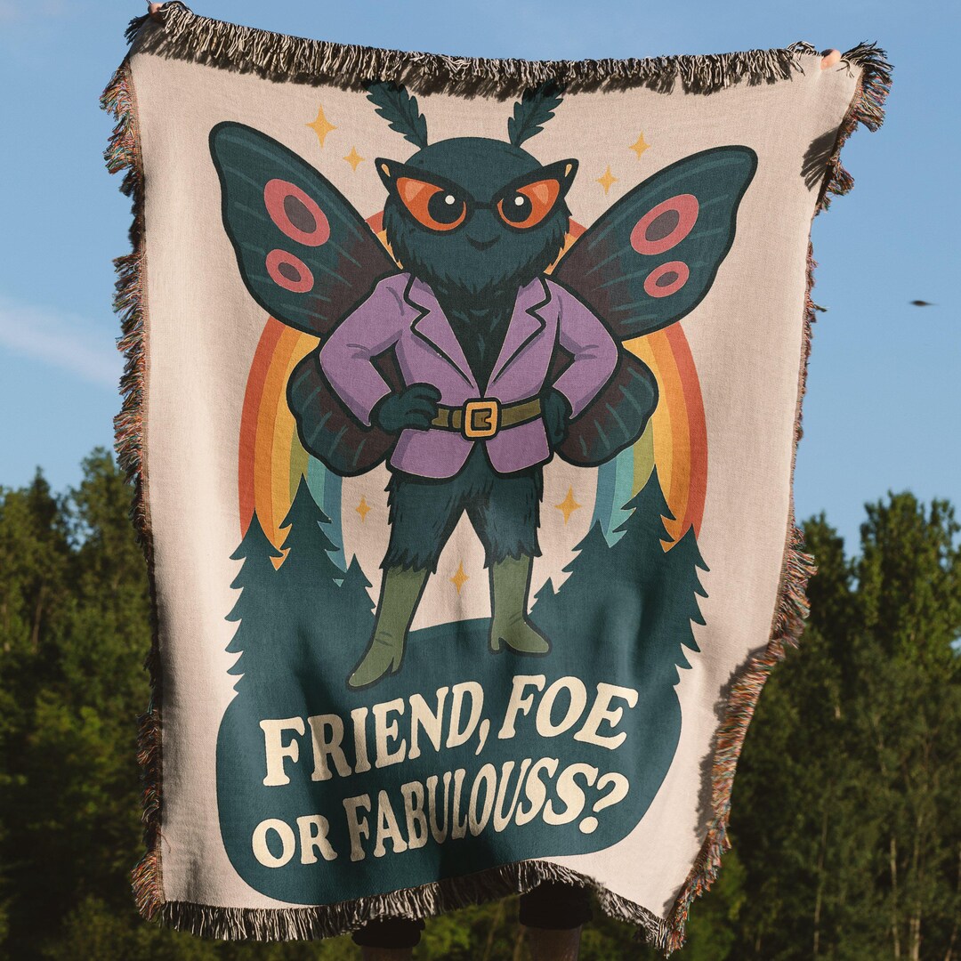 Mothman Blanket, Friend Foe Fabulouss Woven Blanket, Cryptid Blanket ...