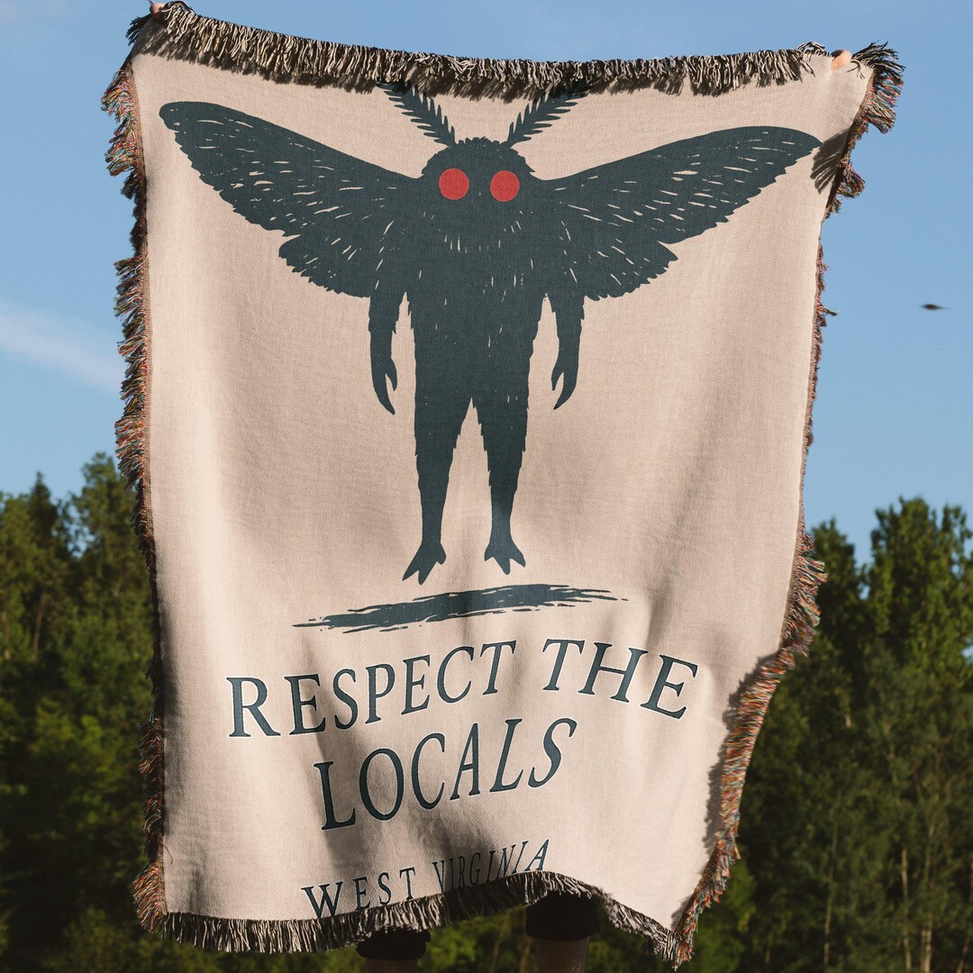 Mothman Woven Blanket: West Virginia Cryptid Art Home Decor - Etsy