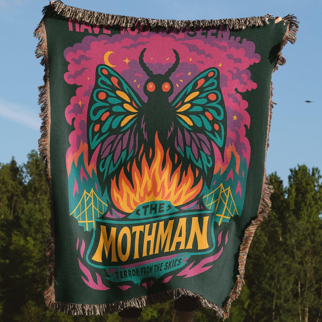 Mothman Woven Blanket: Cryptid Art, Folklore Legend, Cozy Home Decor - Etsy