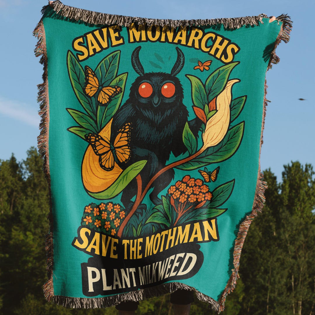 Mothman Woven Blanket: Monarch Butterfly, Cryptozoology Art - Etsy