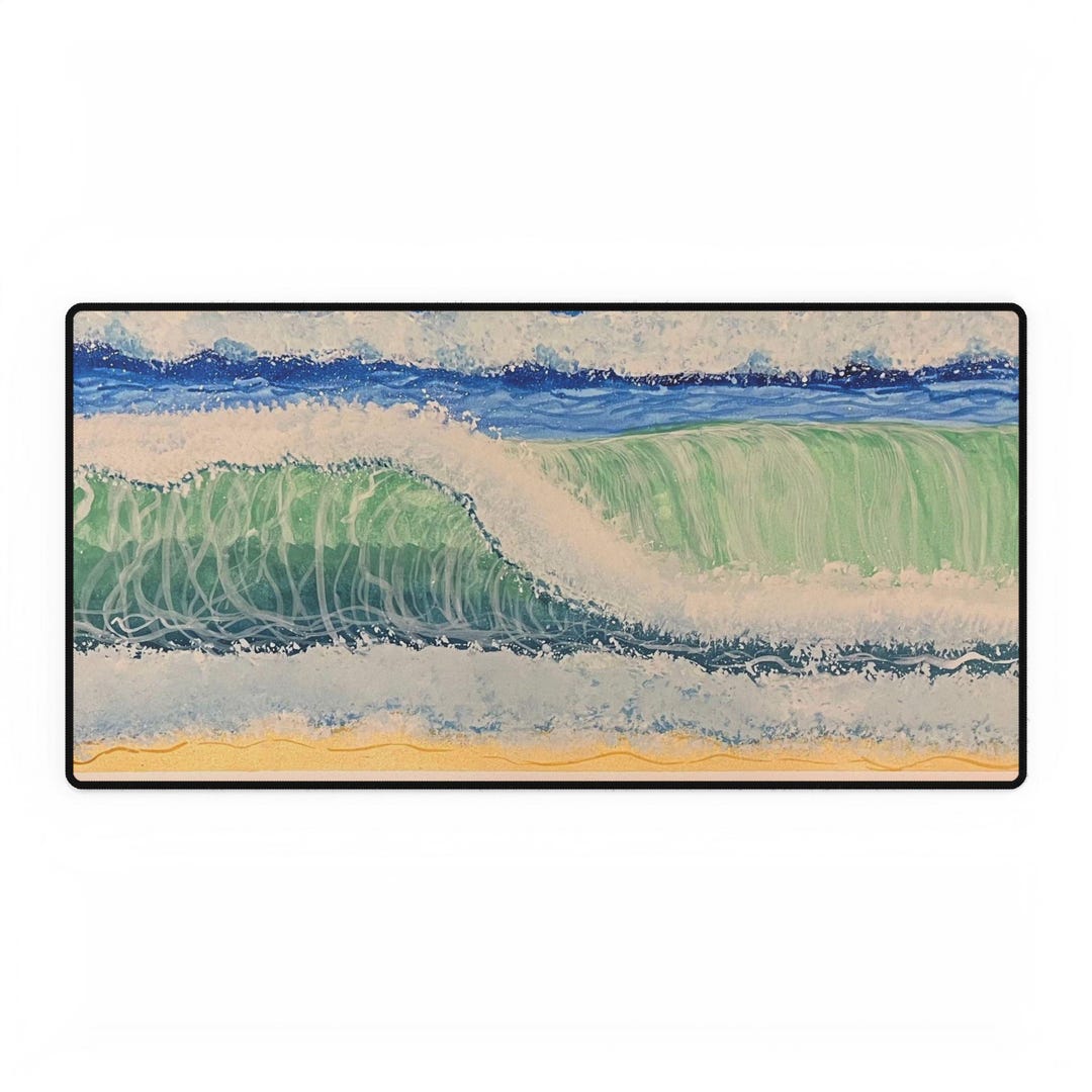 Ocean Wave Desk Mat, Coastal Decor, Beach Lover Gift, Home Office ...