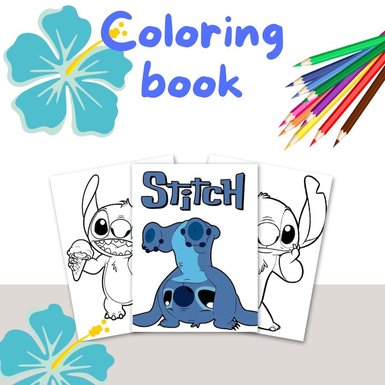 Stitch Coloring Book - Etsy UK