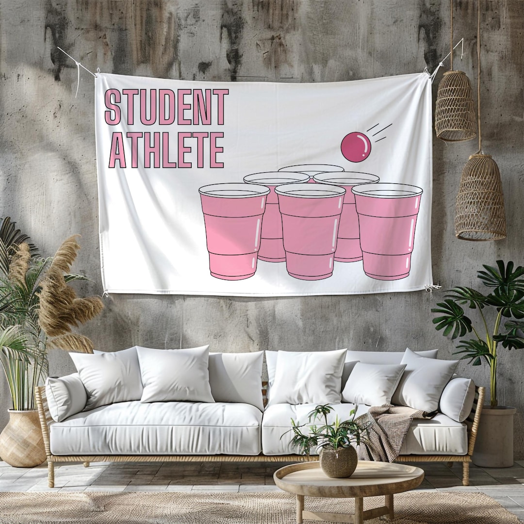 Funny College Student Athlete Pong Meme Flag/tapestry - College Dorm ...