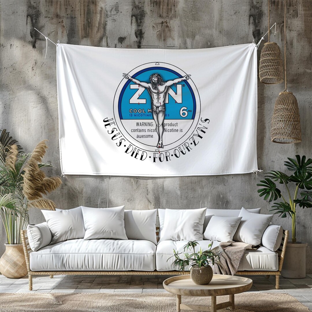 Funny Jesus Zyn Meme Flag - College Dorm Wall Tapestry Funny Bedroom ...
