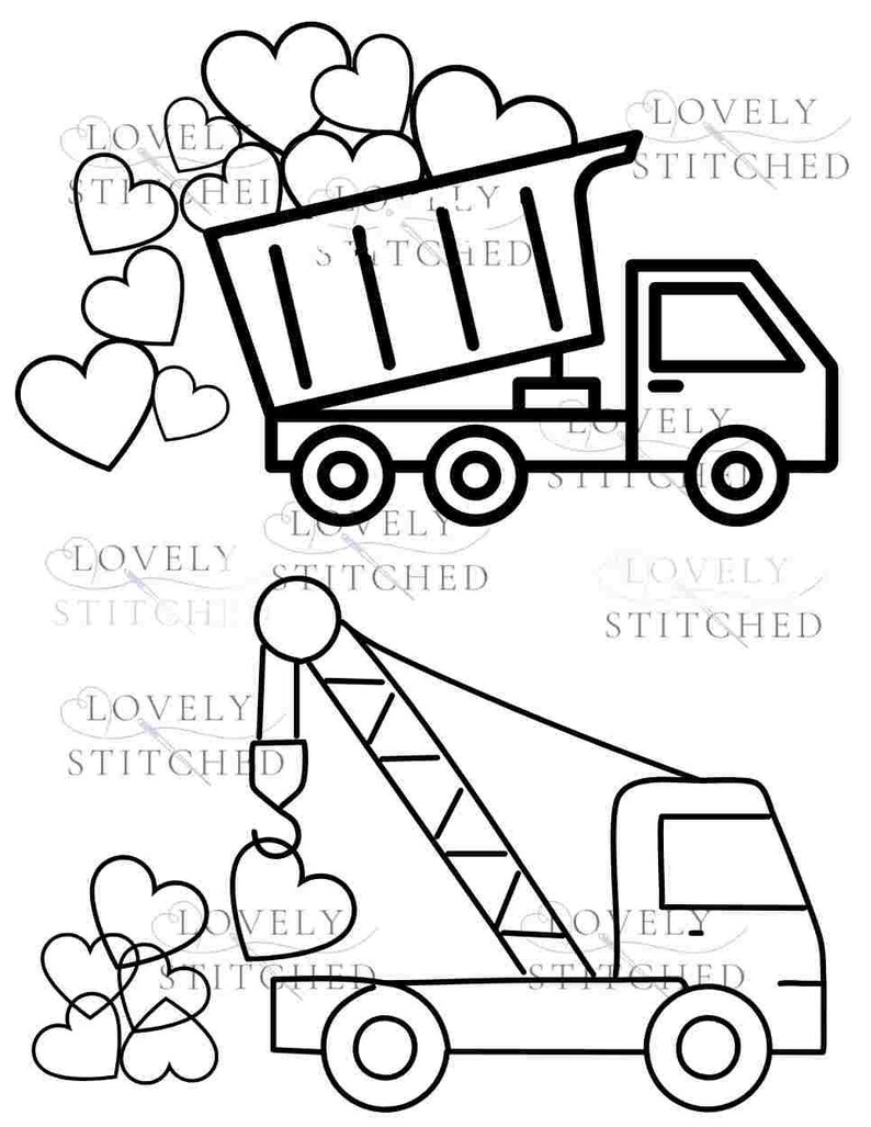 Valentine's Day Trucks - Toddler Hand Embroidery Pattern to Print - Etsy