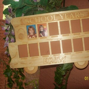 Personalized school bus photo frame for grades K-12 | Etsy