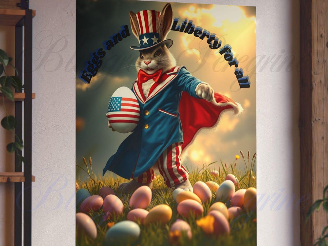 Uncle Sam Easter Bunny Poster Vertical Matte Wall Art Patriotic Spring ...