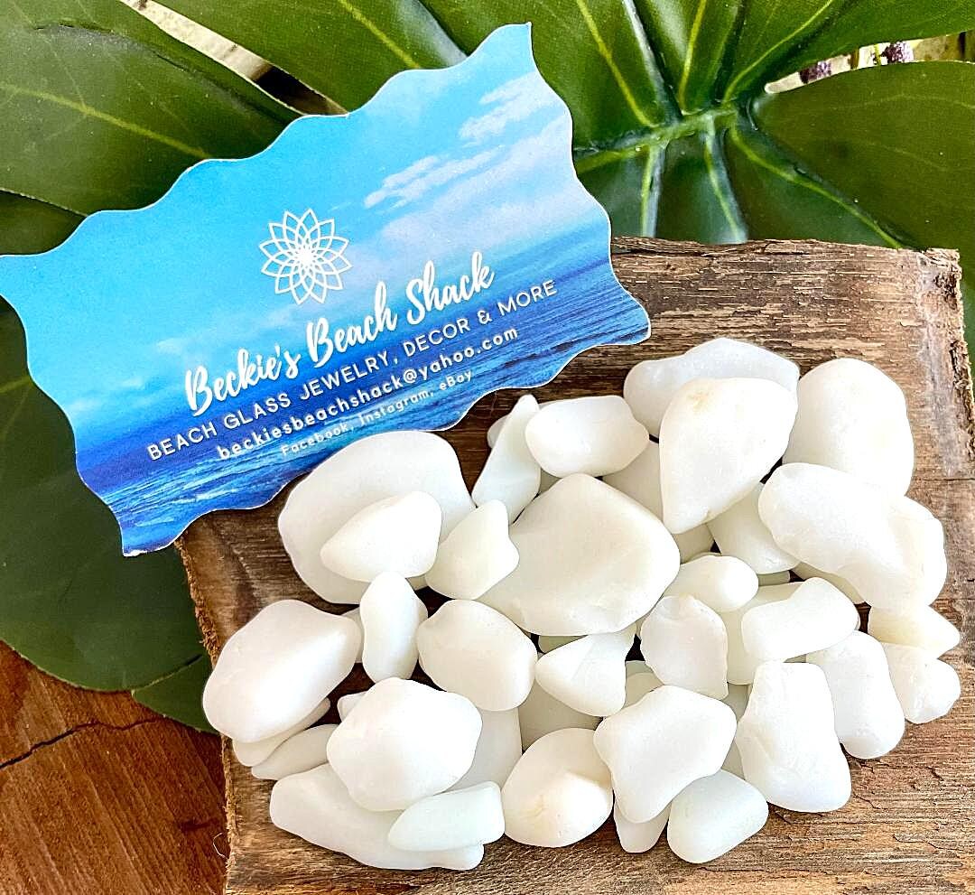 50pcs Genuine Surf Tumbled White Milk Sea Glass Beach Glass Pieces ...