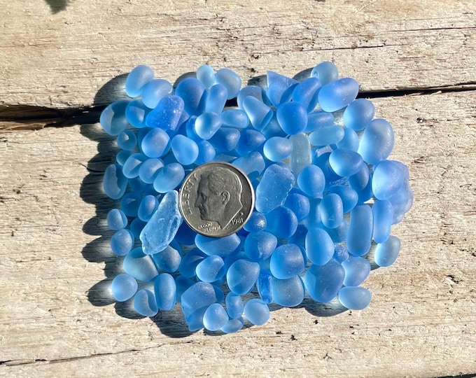 Tiny Cornflower Blue Sea Glass Beach Glass Pieces, Smooth Frosted ...