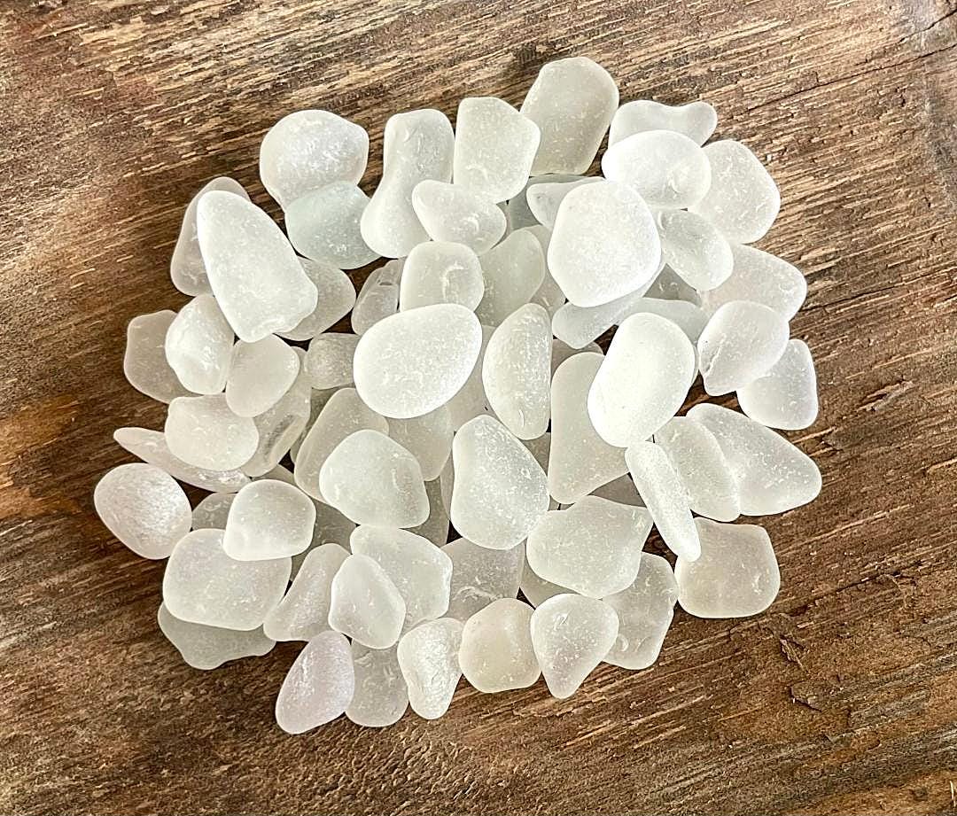 Genuine Surf Tumbled Tiny Sea Glass Beach Glass Pieces Clear Frost ...
