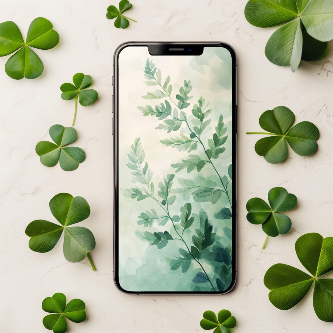 Watercolor Fern iPhone Wallpaper - Green Botanical Aesthetic Lock ...