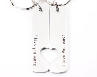 I Love You More I Love You Most Keychain Set Couples - Etsy