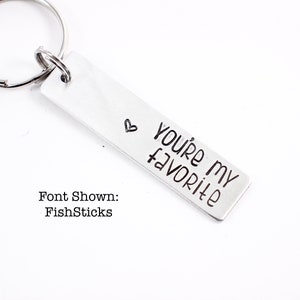 Custom, YOUR CHOICE of Text - Hand Stamped Keychain - Small ...