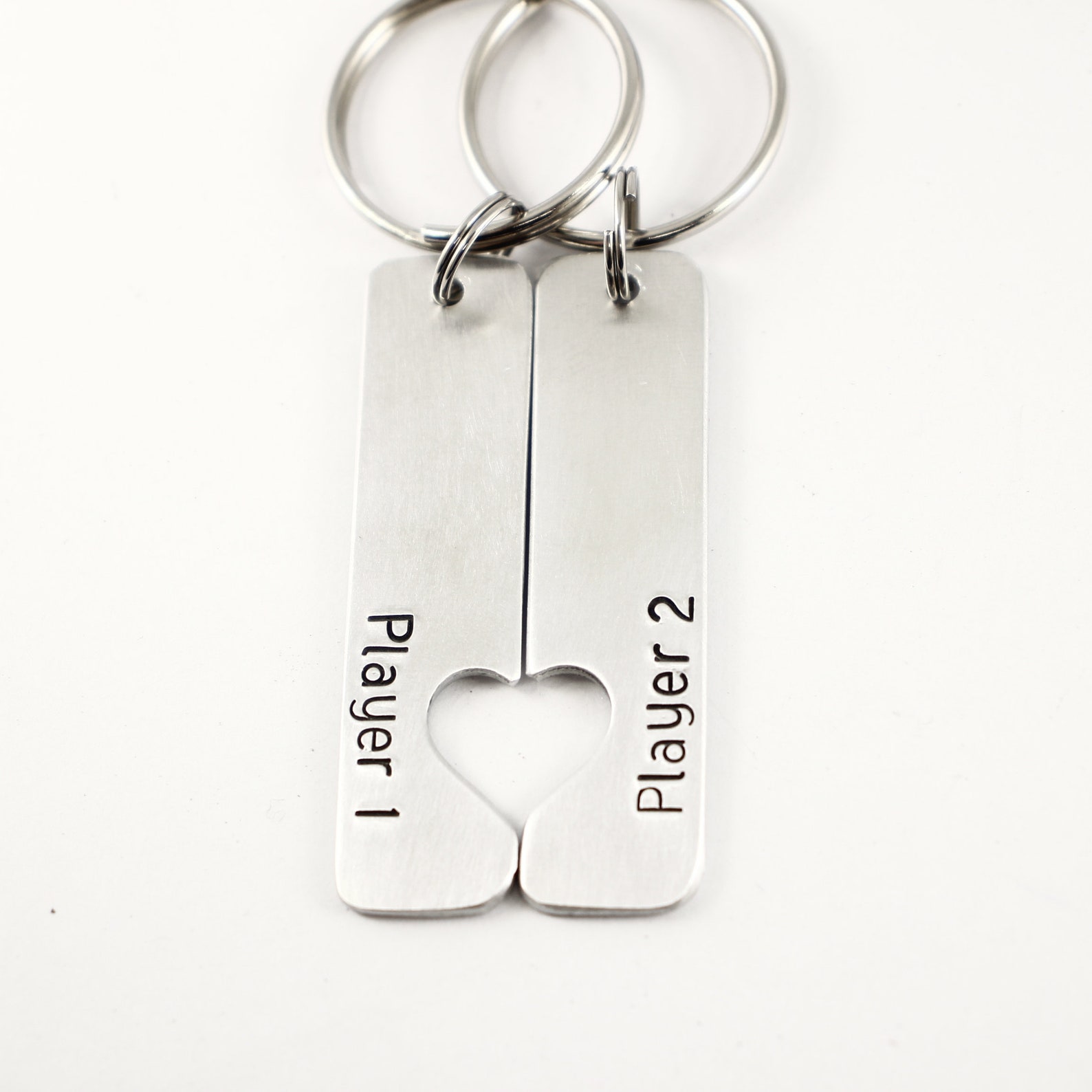 Player 1 Player 2 Couples Keychain Set With Heart Cutout | Etsy
