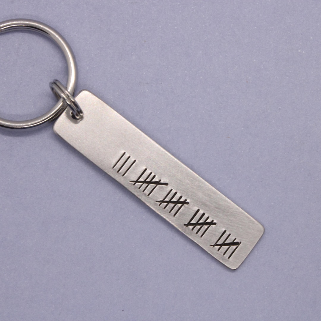 Tally Mark Keychain - Custom Number - Tick Mark Keychain - Anniversary ...
