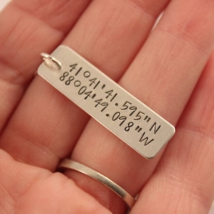 Custom GPS Coordinate Necklace - GPS Charm - Sterling Silver GPS ...
