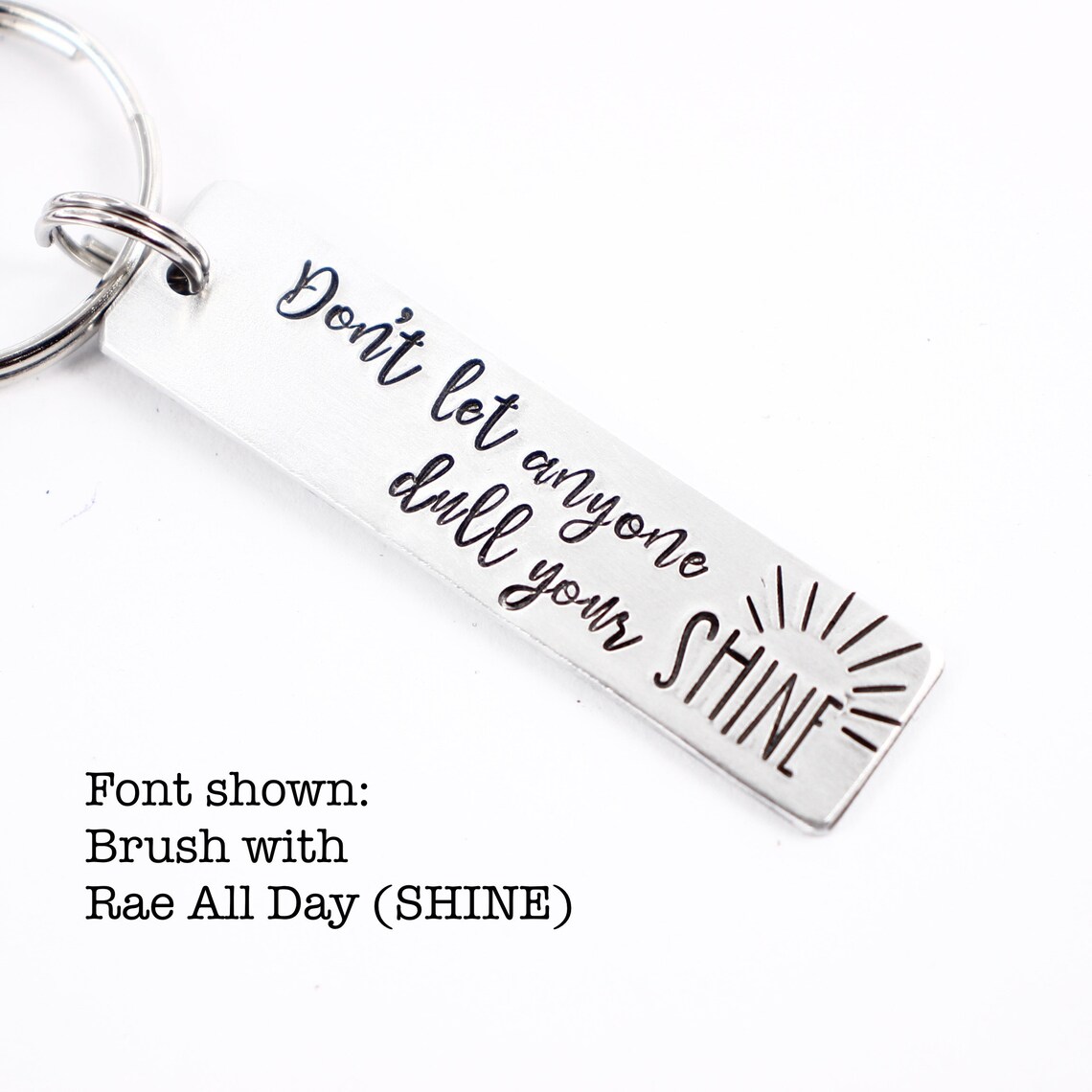Custom, YOUR CHOICE of Text - Hand Stamped Keychain - Personalized ...