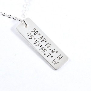 Custom GPS Coordinate Necklace - GPS Charm - Sterling Silver GPS ...