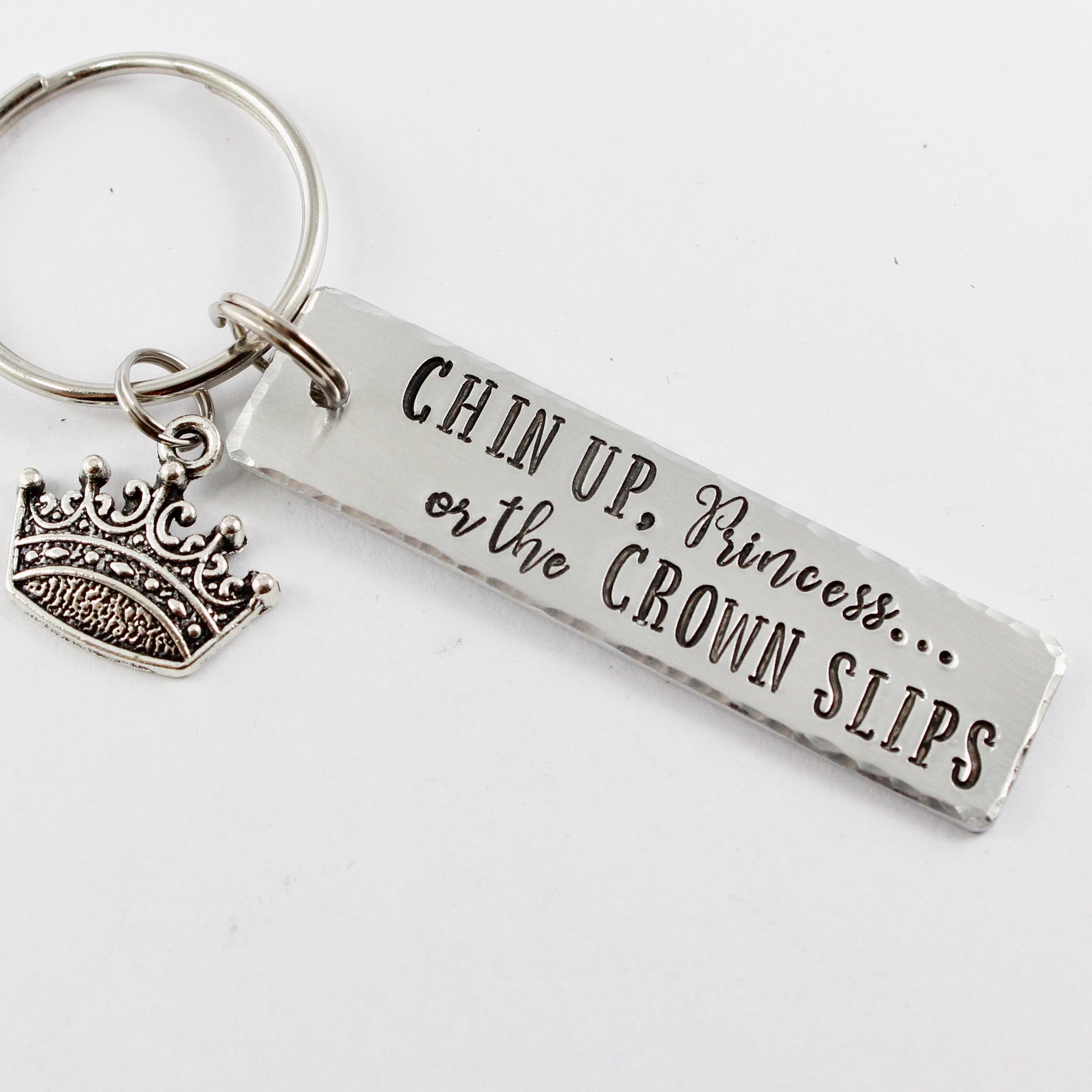 Chin up Princess or the Crown Slips Keychain Hand Stamped - Etsy