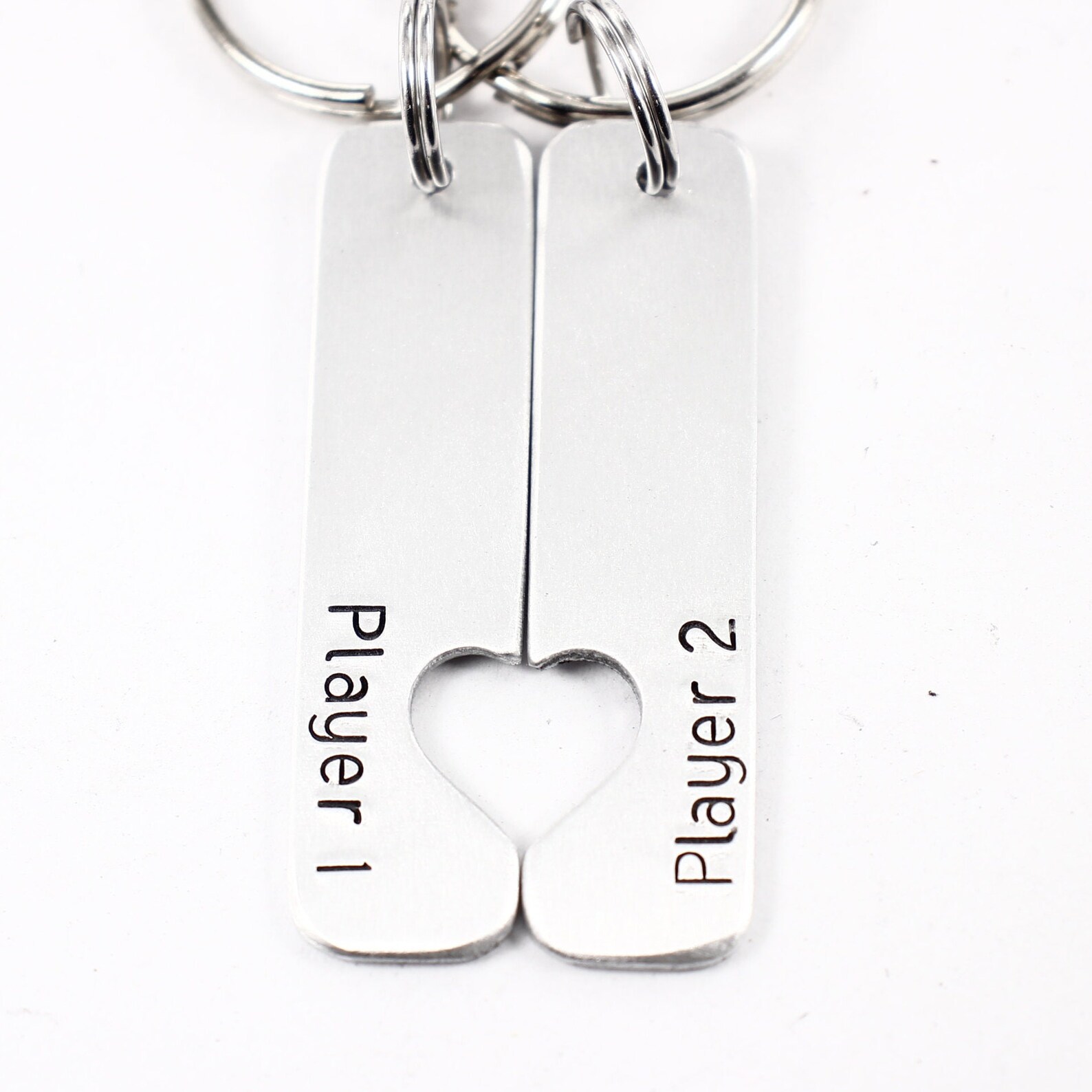 Player 1 Player 2 Couples Keychain Set With Heart Cutout | Etsy