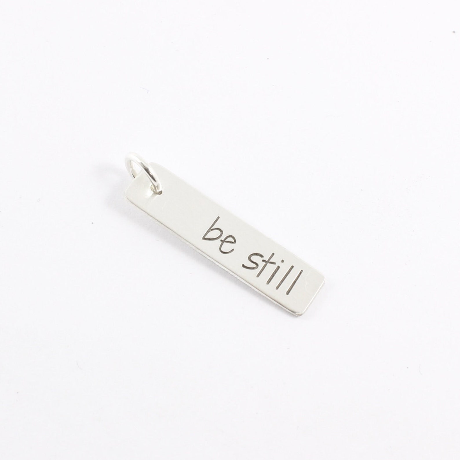 BE STILL Hand Stamped Sterling Silver Charm Necklace - Layering ...