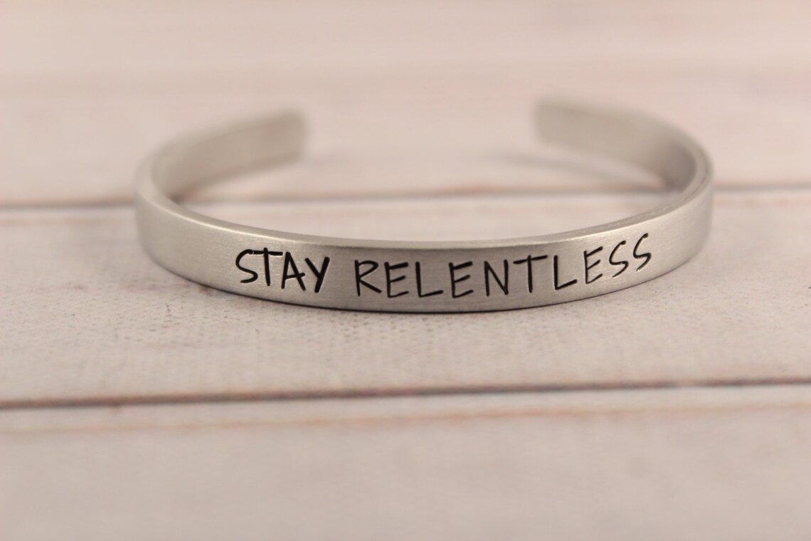 STAY RELENTLESS Cuff Bracelet Pure Aluminum Copper Brass | Etsy