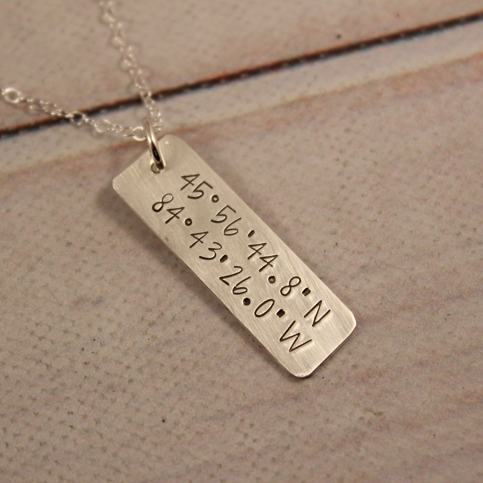 Custom GPS Coordinate Necklace GPS Charm Sterling Silver | Etsy