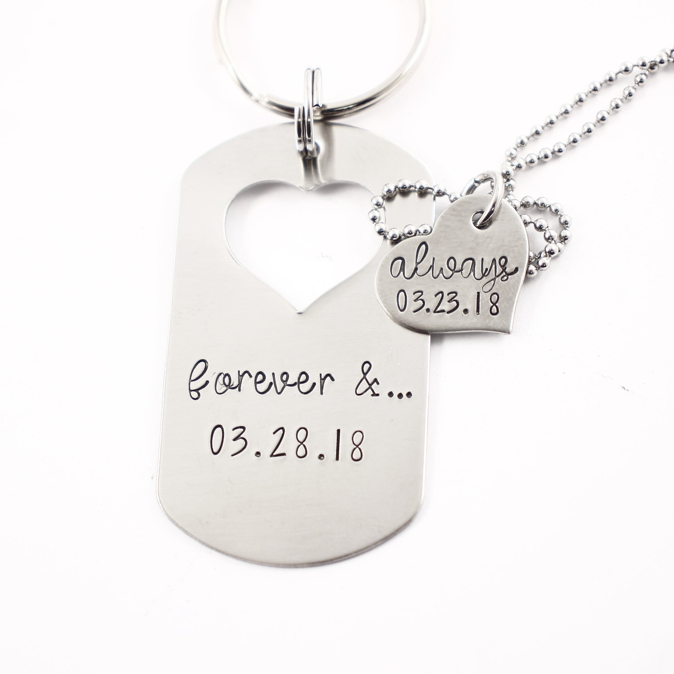 Forever and Always Dog Tag With Heart Cut Out & Heart Set - Available ...