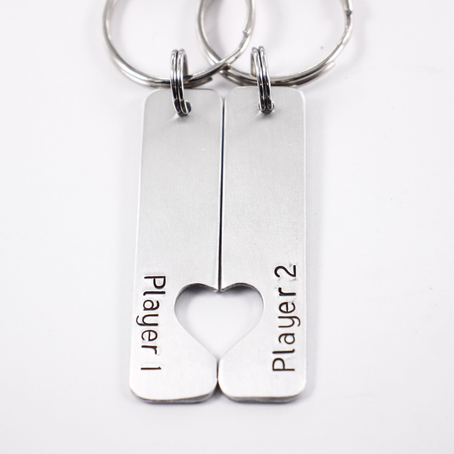 Player 1 Player 2 Couples Keychain Set With Heart Cutout | Etsy