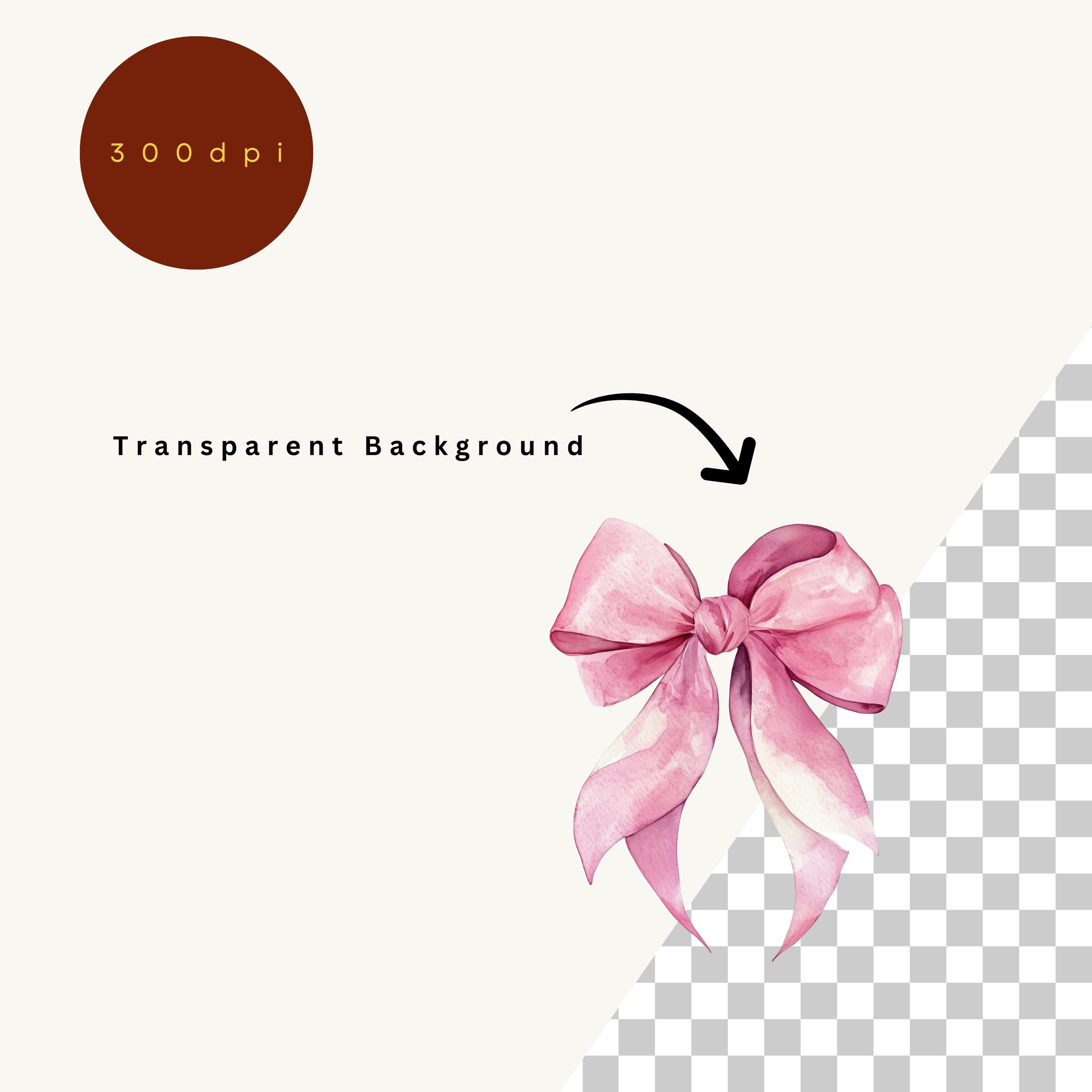 Watercolor Coquette Bow Clipart Bundle Commercial Use Pink Coquette Bow ...