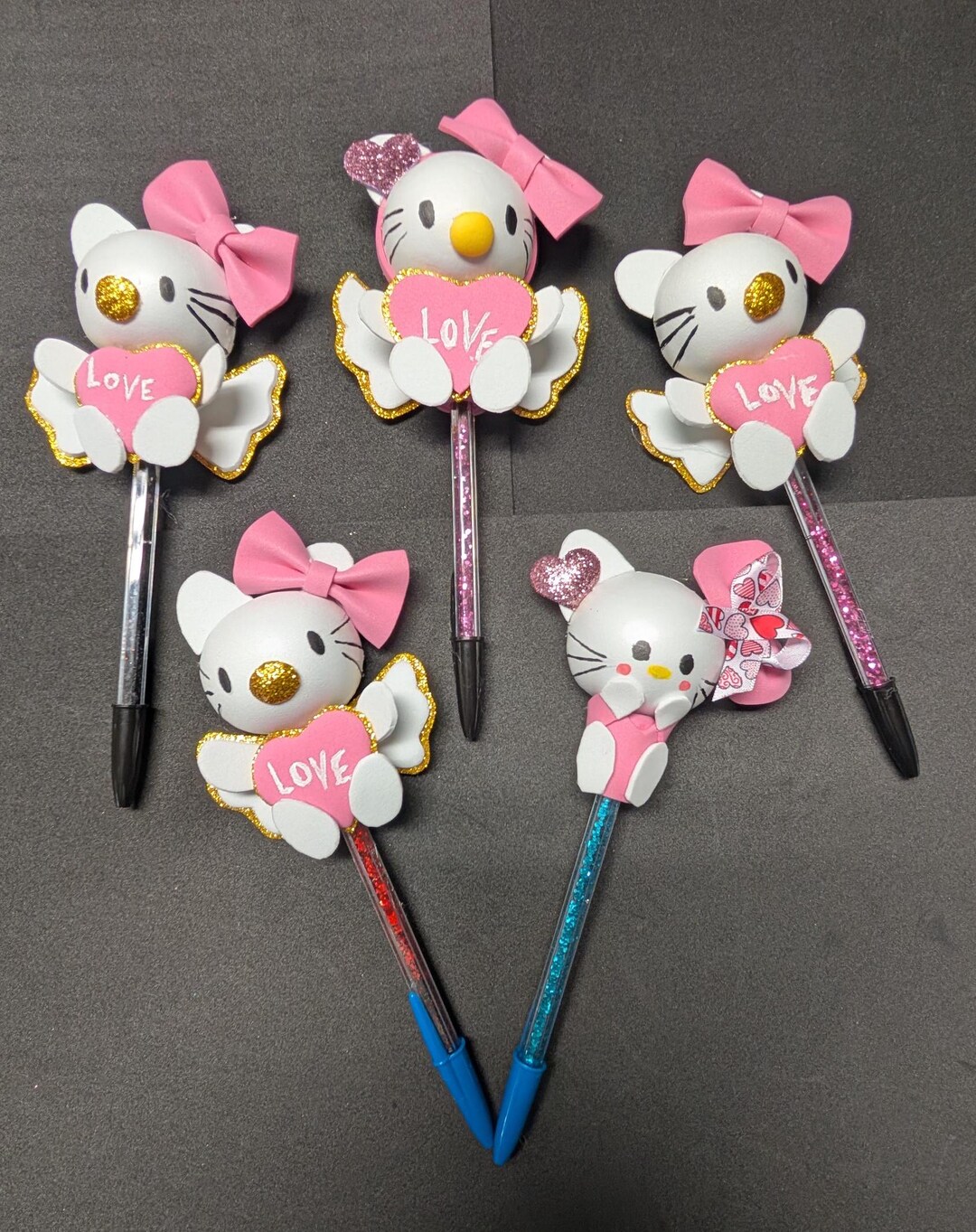 Character Foam Pens, Tennis Keychain, Satin Ribbon Flower Cross. - Etsy