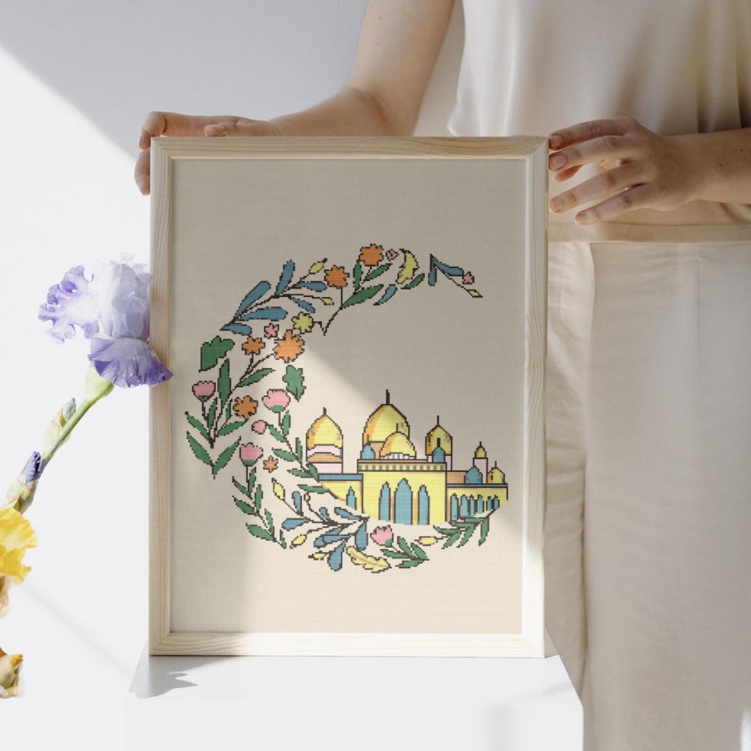 Mosque Cross Stitch Pattern for Pillow Case and to Frame It, Best Gift ...