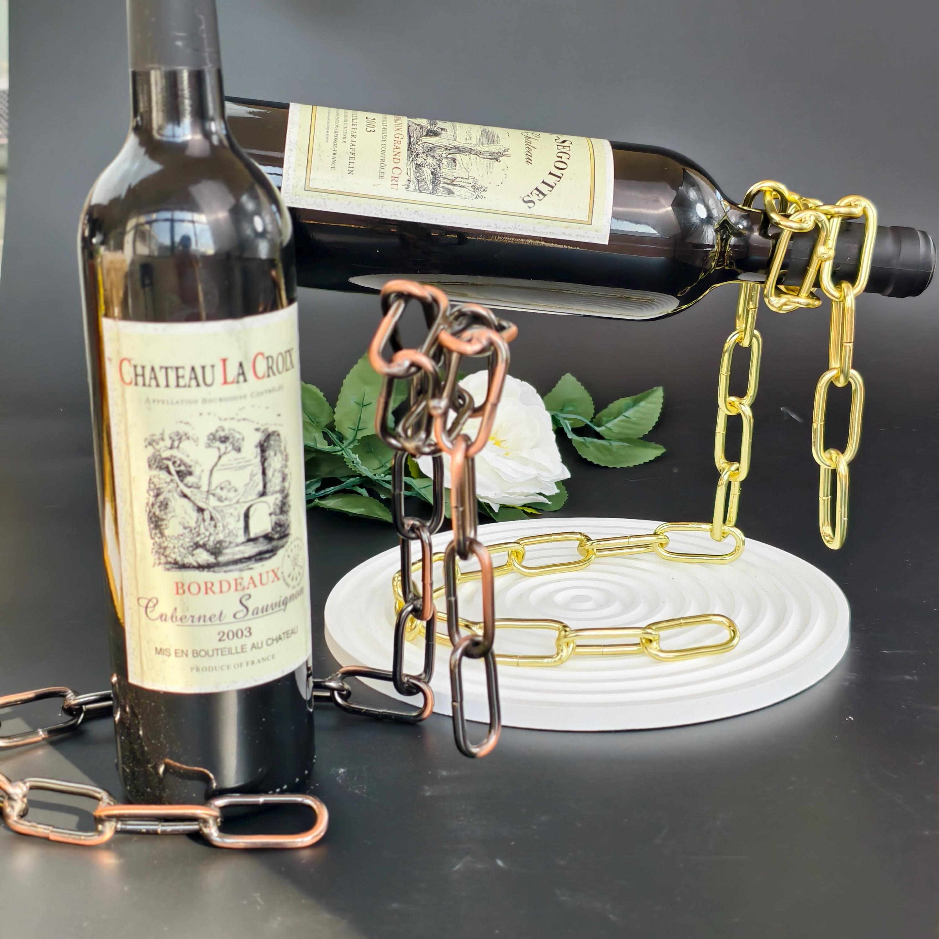 Floating Chain Wine Bottle Holder - Modern Metal Wine Rack - Etsy