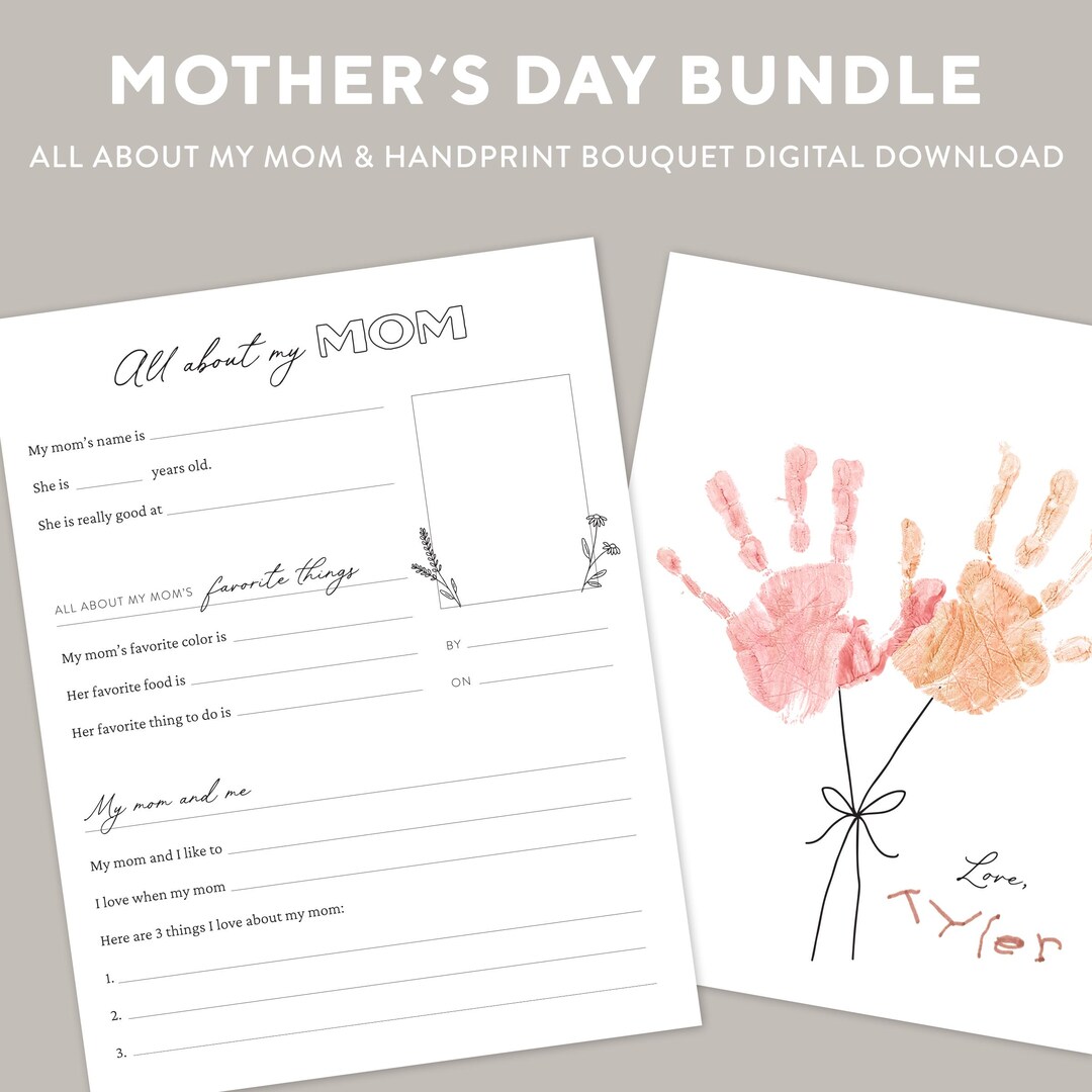 Perfect Mothers Day Bundle | All About My Mom Questionnaire | Kids ...