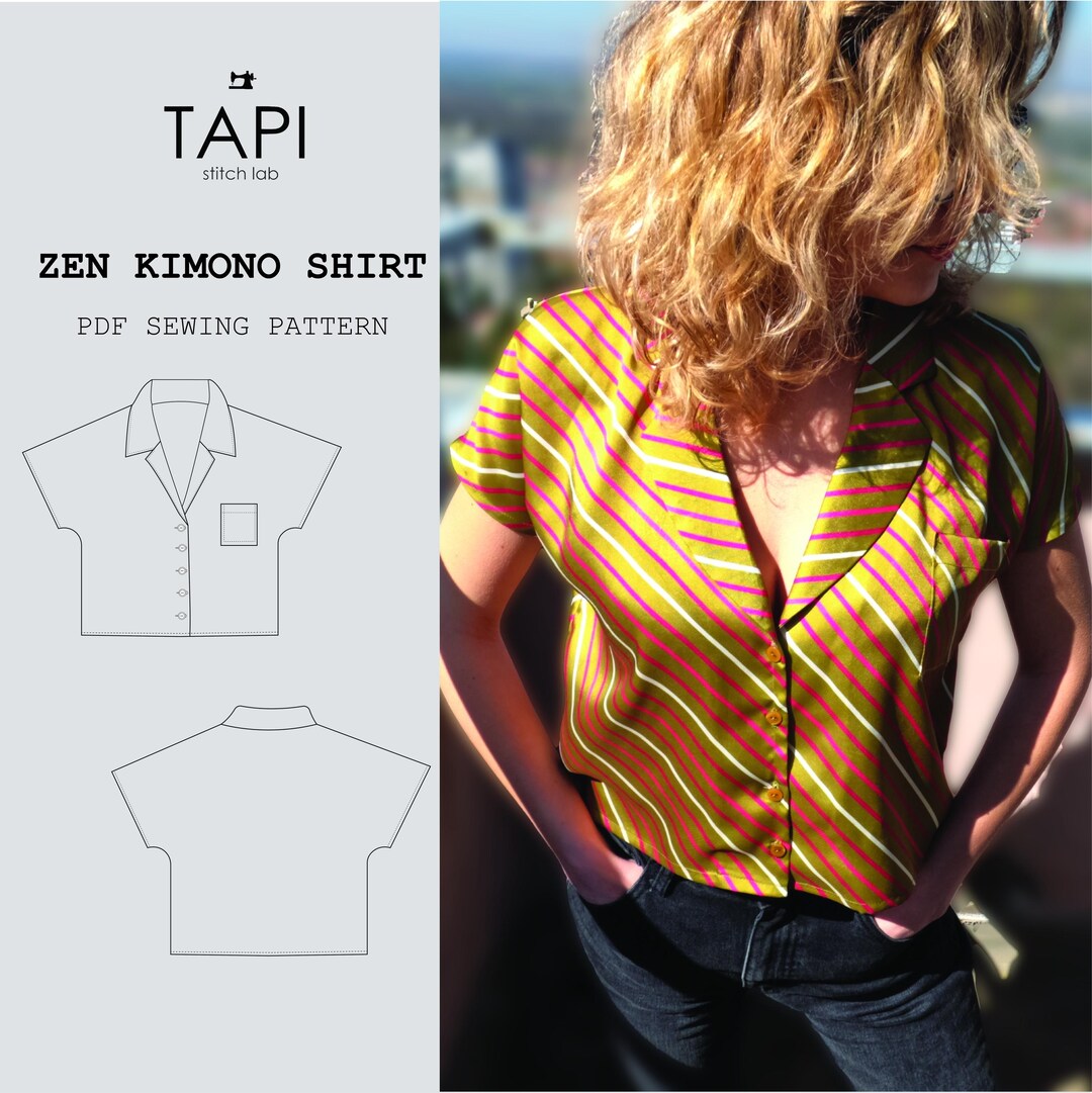 Notched Collar Shirt Sewing Pattern – Women’s PDF Blouse, 7 Sizes ...