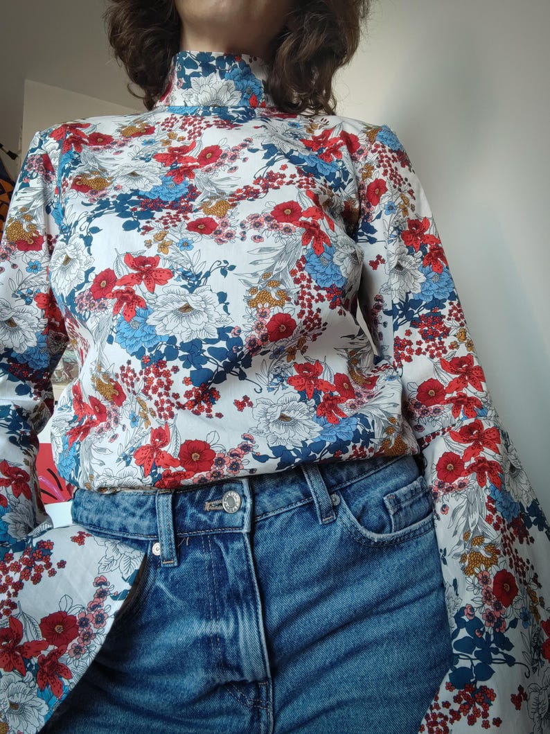 Noa | Tie Neck Blouse PDF Sewing Pattern for Women – Bell Sleeve Lightweight Woven Top - Etsy