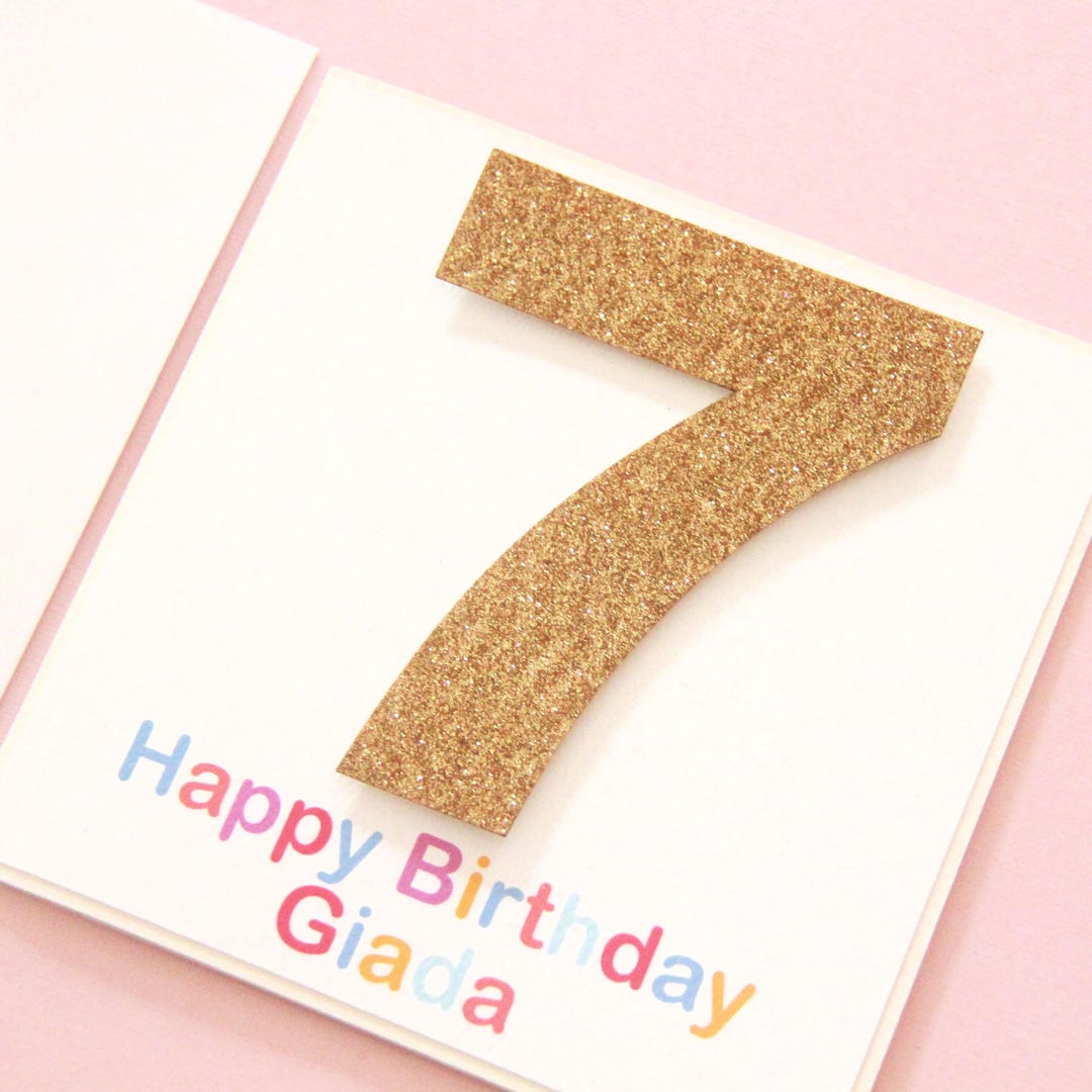 Personalised 7th Birthday Card. Seven Year Old Birthday Gift. Daughter ...