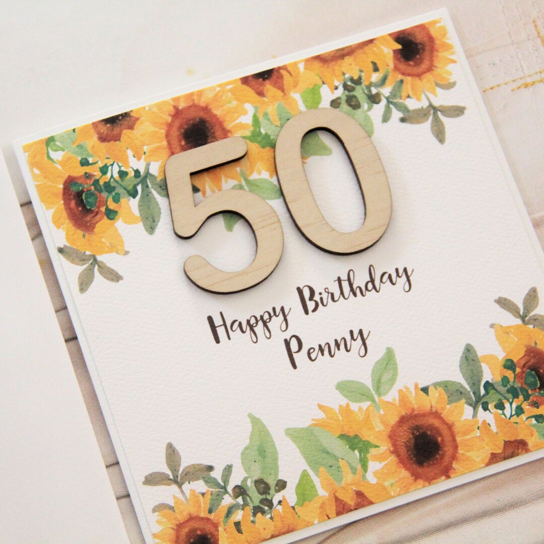 50th Birthday Card. Personalised Birthday Card for Her. Happy 50th ...