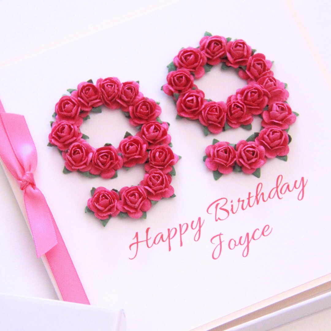 99th Birthday Card. 9 Colours. Personalised 99th Birthday Card. 99th ...