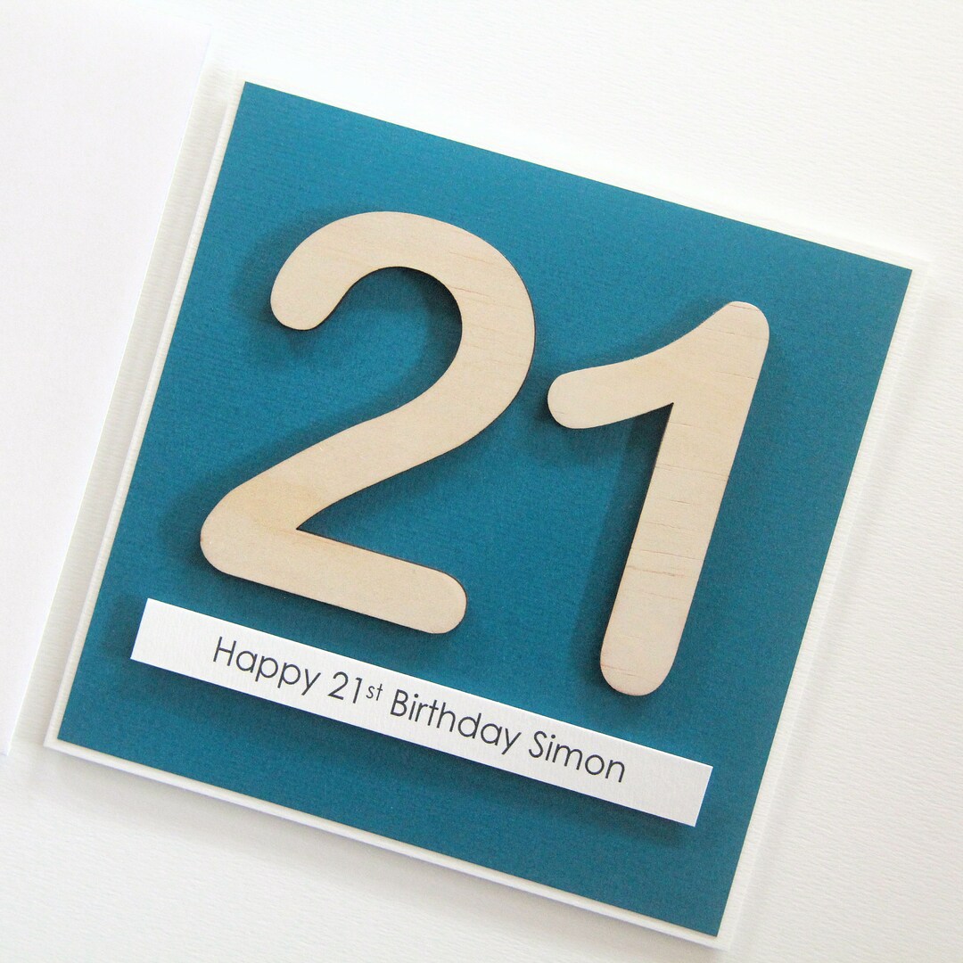 21st Birthday Card for Him, 4 Colours, Personalised 21st Birthday Card ...