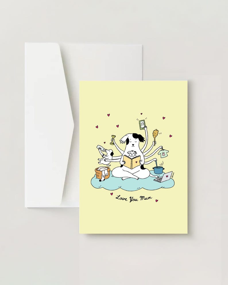 Mother's Day Card • Dog Mom Can Do Anything Illustration • Love You Mum ...