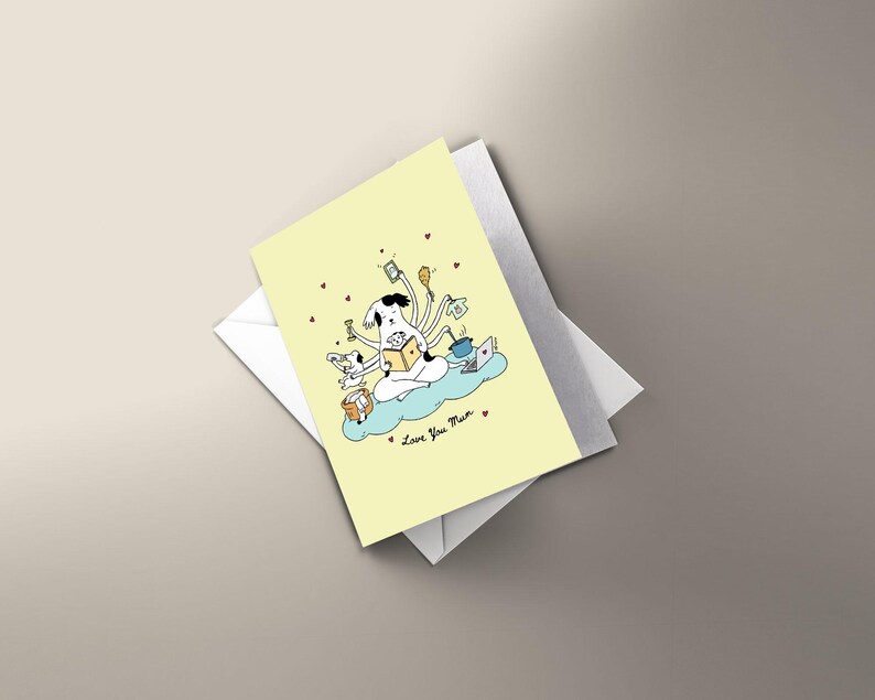 Mother's Day Card • Dog Mom Can Do Anything Illustration • Love You Mum ...