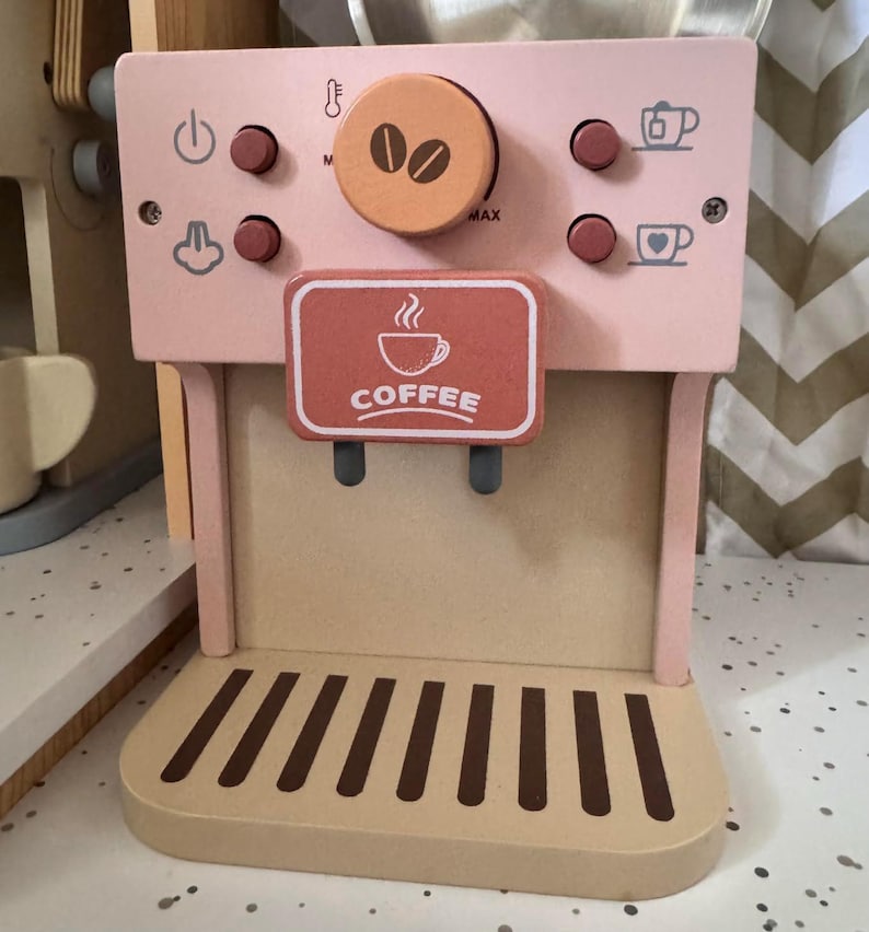Wooden Kids Coffee Maker Play Set – Pretend Play Espresso Machine Toy ...